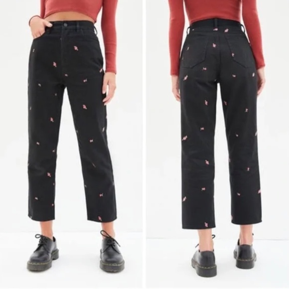 Pacsafe | Jeans | Pacsun High Rise Straight Black Embroidered Rose ...